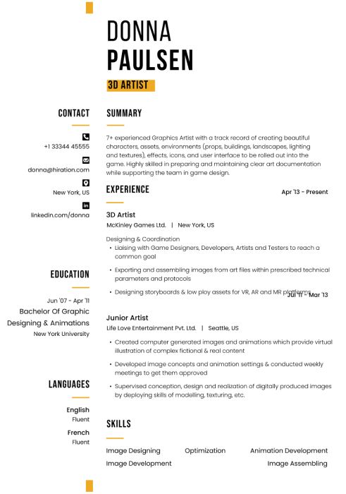 Graphic Artist Resume