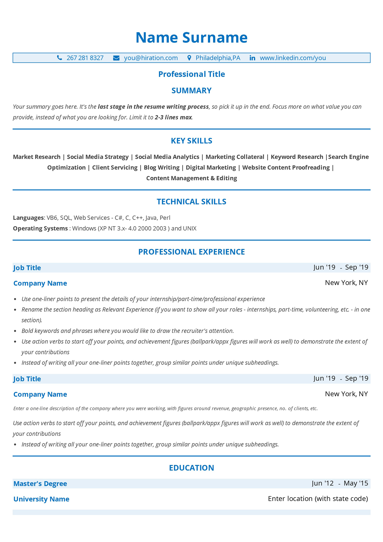 Online Resume Builder by Hiration | 150+ Resume Templates